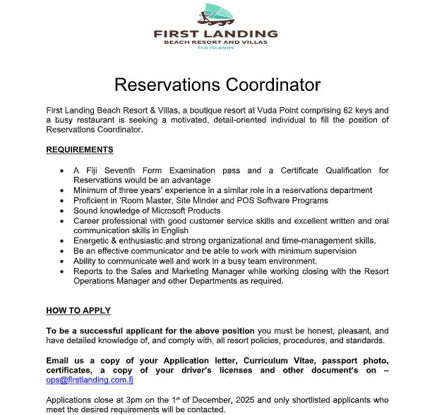 Reservations Coordinator – SPTOJobsLink